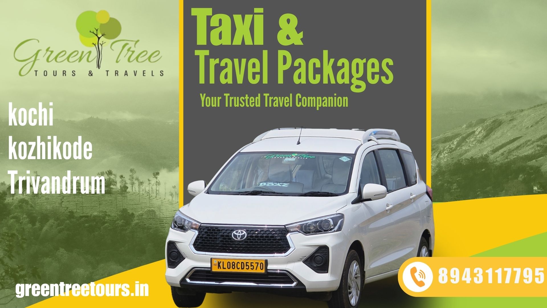 Kochi Taxi 24x7 & Travel Packages - Green Tree